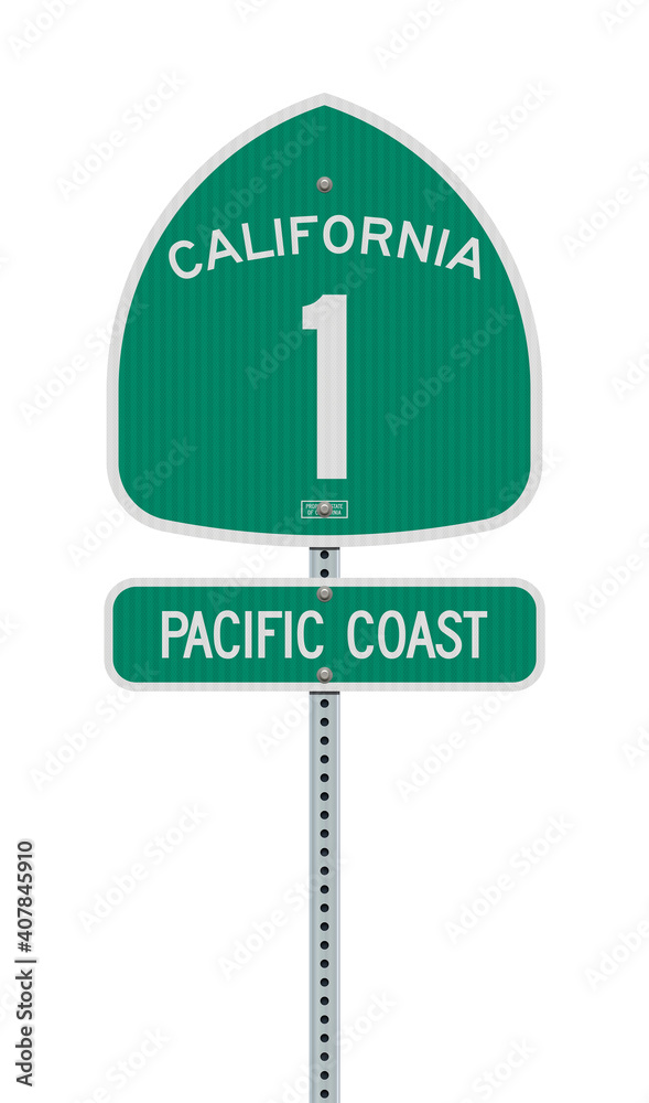 Vector illustration of the Pacific Coast and California State Highway ...