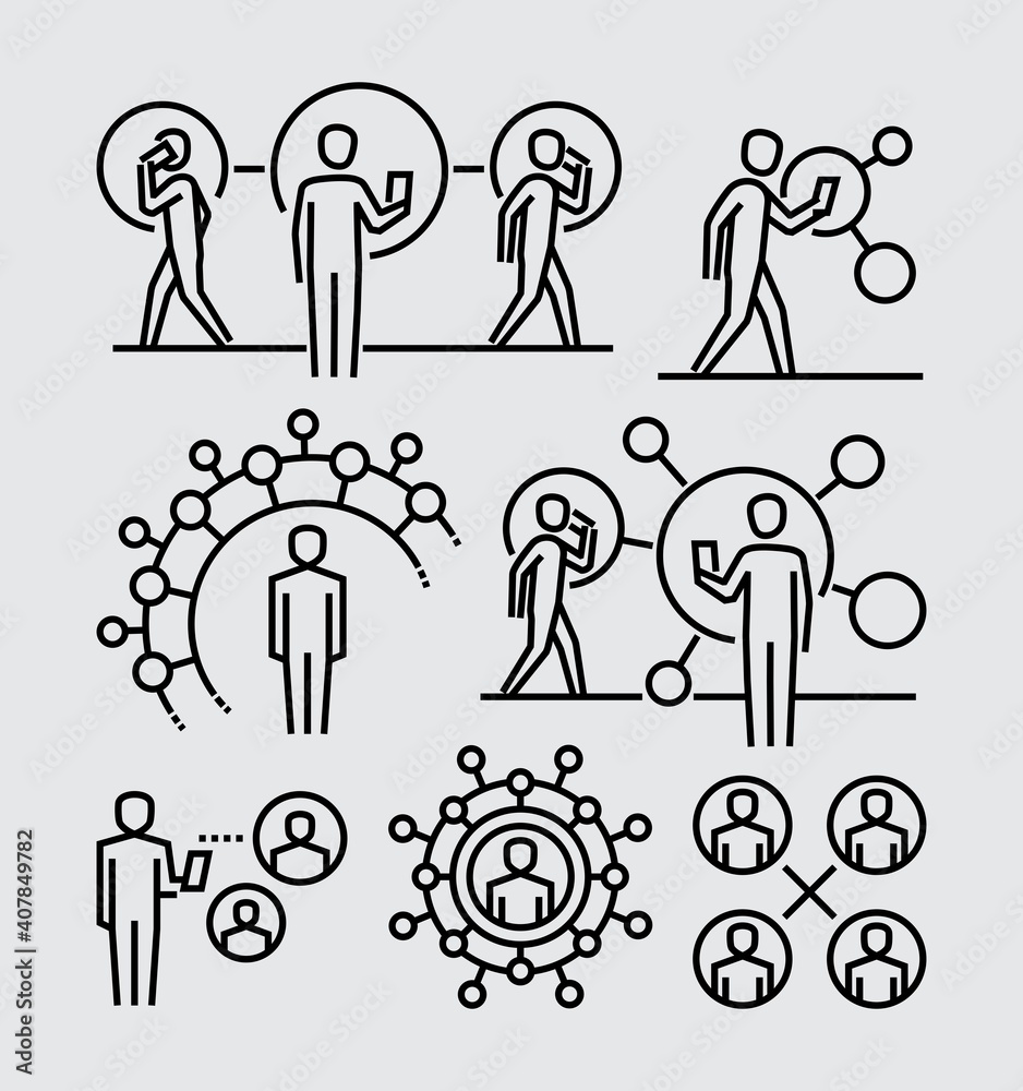Contact Tracing Vector Line Icons Stock Vector | Adobe Stock