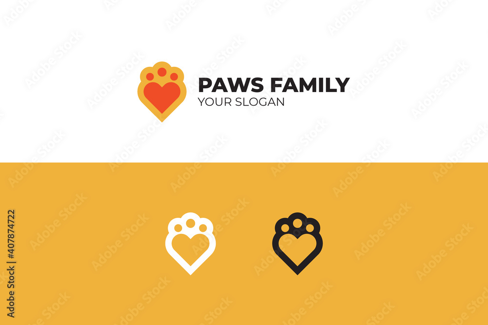 Dog Paw Logo, Paws family logo, dog paw logo, cat paw logo, paw logo ...