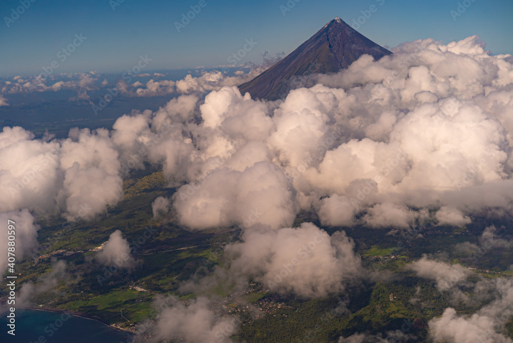 Beautiful shot of Mount Mayon - a volcano located in Bicol Region in ...