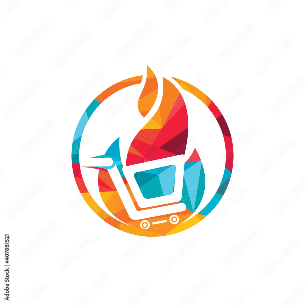 Fire cart shop vector logo design template. Hot Sale logo symbol or ...