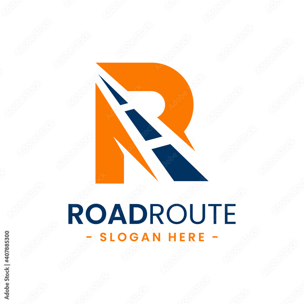 Letter R for road route logo design template. Concept of destination ...