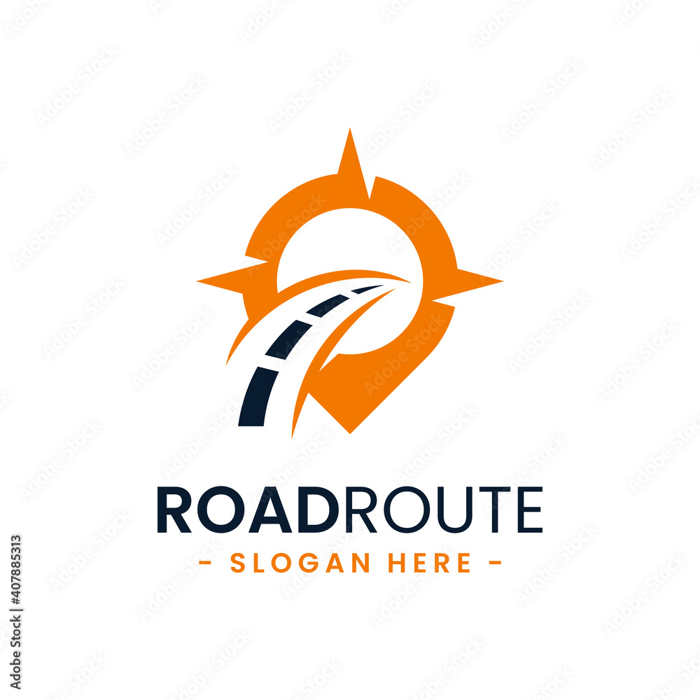 Road route logo design template. Concept of destination, address ...