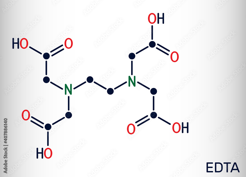 Ethylenediaminetetraacetic acid, edetic acid, EDTA molecule. It is a ...