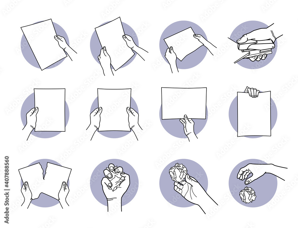 Hand holding A4 paper, staple, tearing, crumpled, and throwing away the ...