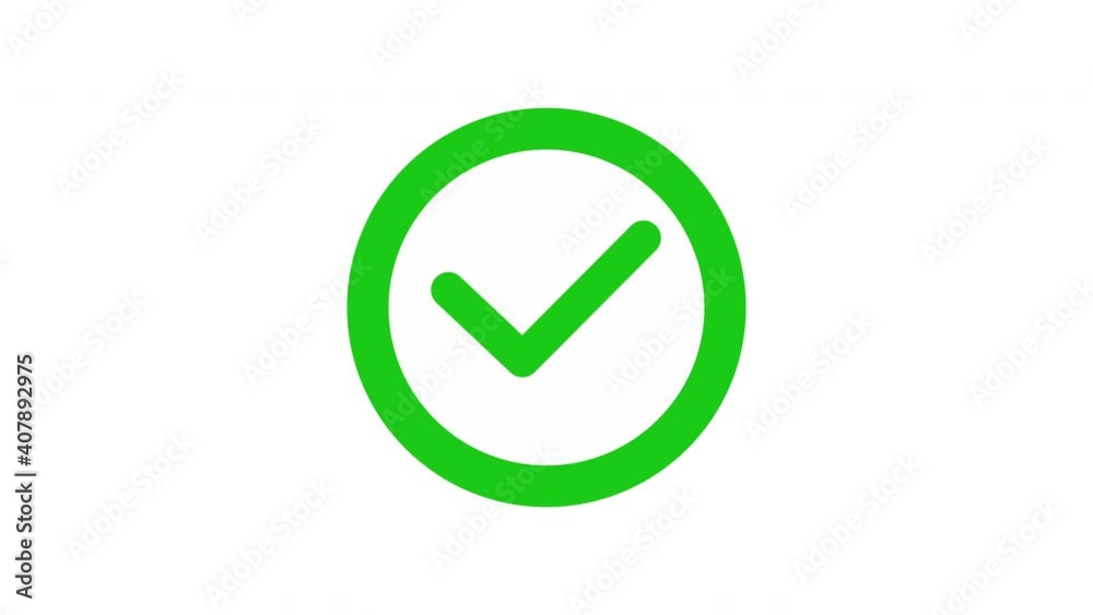 Checkmark animation. Check mark symbol. Tick sign in green color. Yes ...