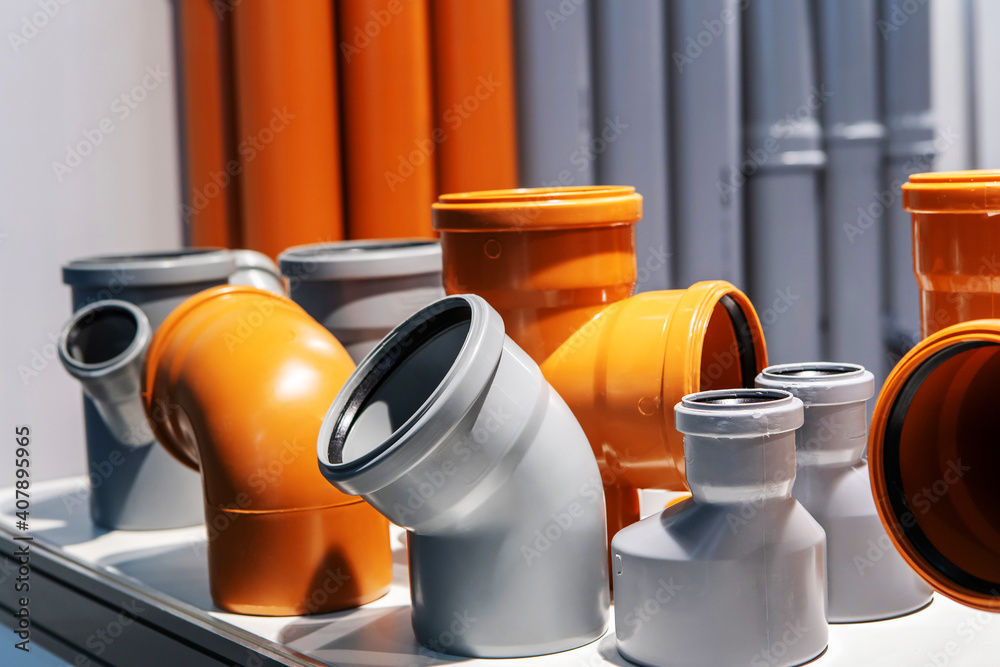 Sewer pvc fittings. Various parts of large diameters for pipeline ...