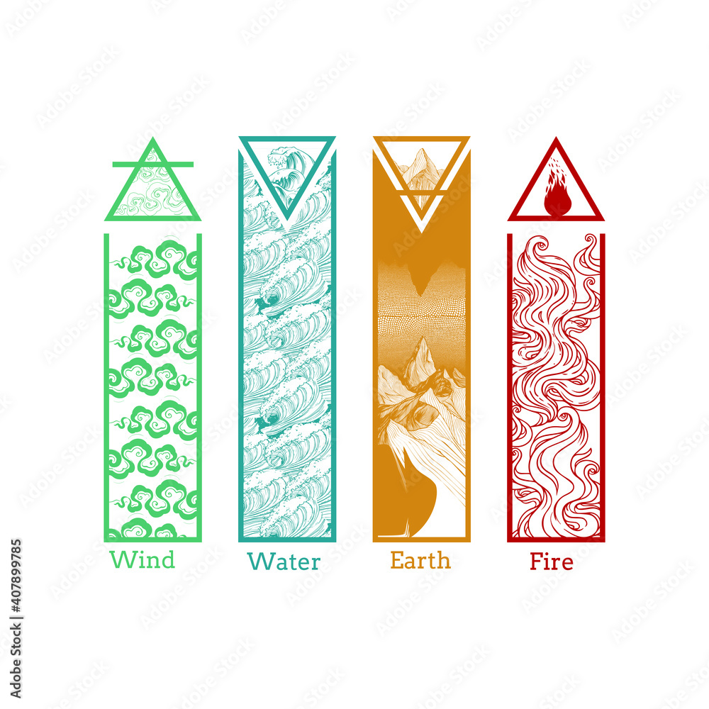 The Four Elements: Fire, Air, Earth, and Water - Digital Art, Vector ...