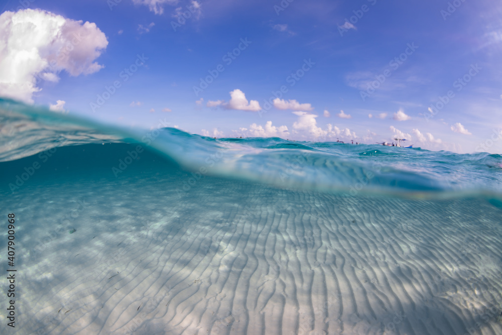 Caribbean Underwater split shot Stock Photo | Adobe Stock