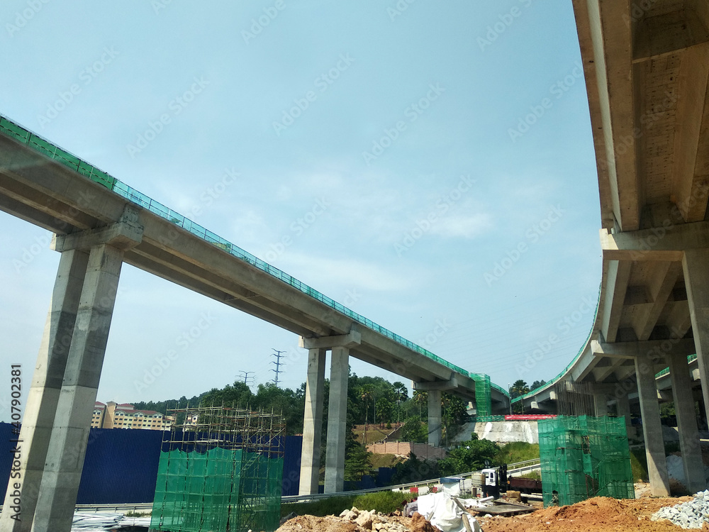 PENANG, MALAYSIA - MARCH 21, 2020: Overhead road under construction ...