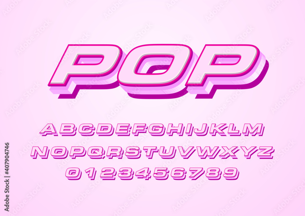 3d pop art font style, fancy bold text effect. Set of alphabet and ...
