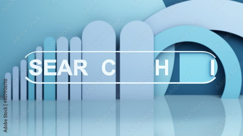 blue information search bar With a magnifying glass and geometric shape ...