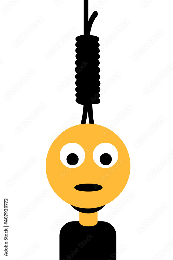 Hanged man - human head and hangman's knot. Suicide or capital ...