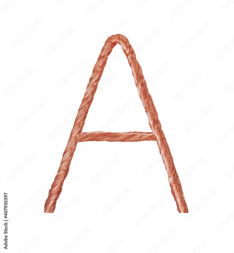 Letter A made of copper wire isolated on white background Stock Photo ...