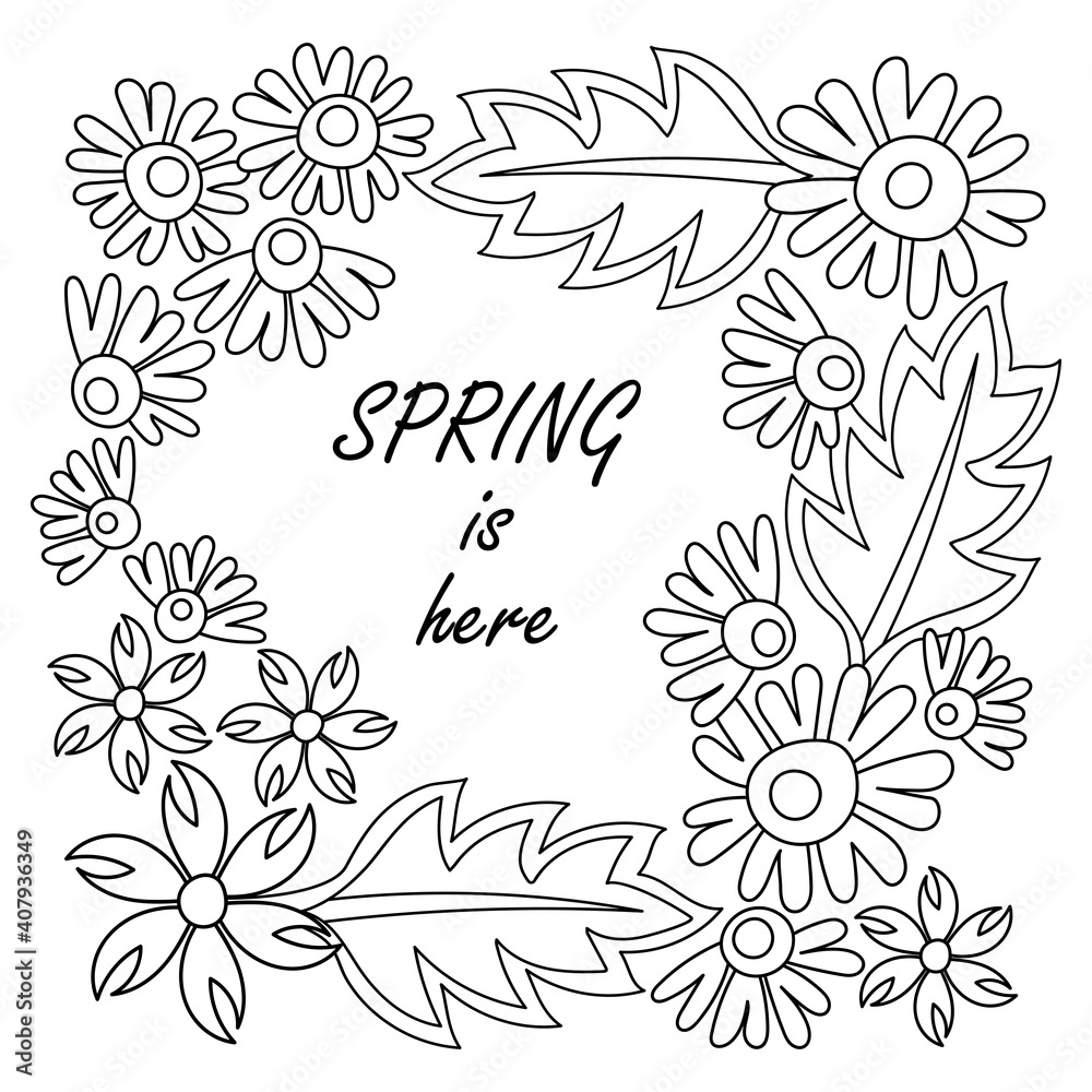 Coloring book pages .Spring is here . Doodle hand drawing Background ...