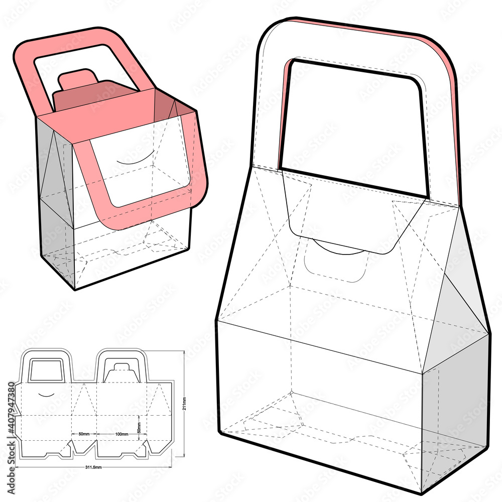 Folding Box With Handle (Internal measurement 10x5x5cm) and Die-cut ...