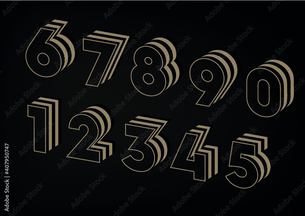 Stripes on numbers. Vector numbers. Lines. Stock Vector | Adobe Stock
