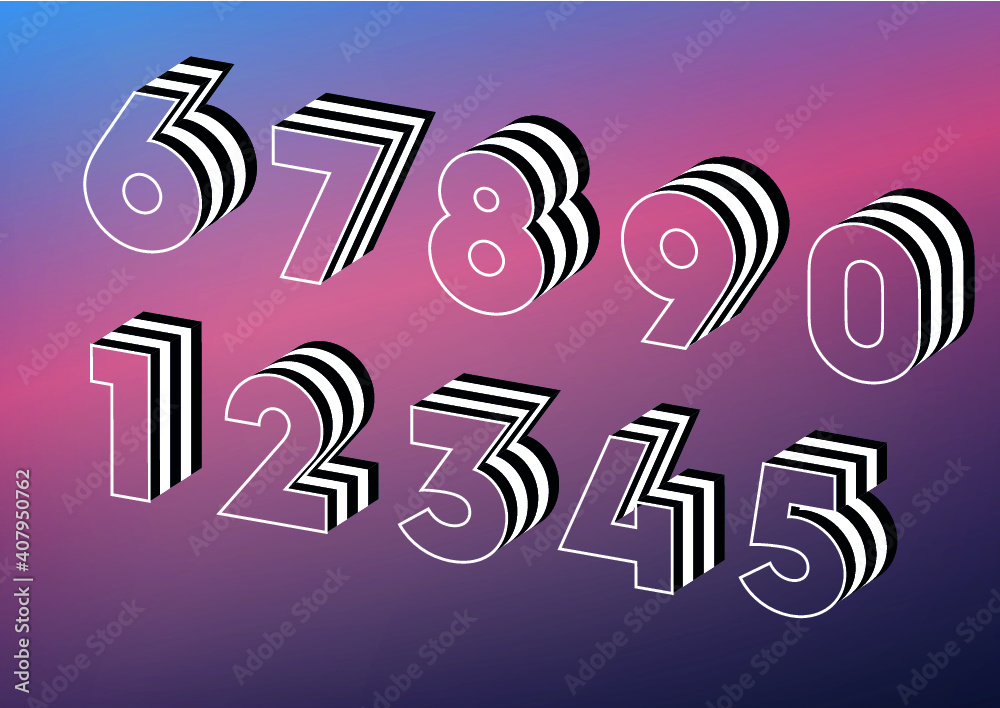 Stripes on numbers. Vector numbers. Lines. Stock Vector | Adobe Stock