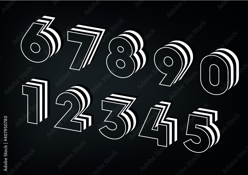 Stripes on numbers. Vector numbers. Lines. Stock Vector | Adobe Stock
