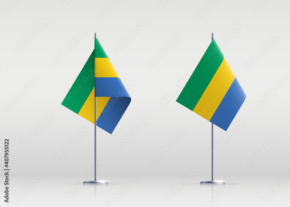 Gabon flag state symbol isolated on background national banner ...