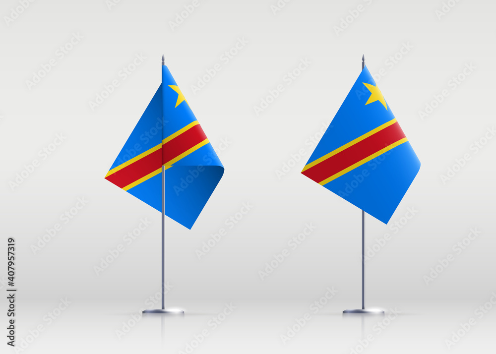 Congo flag state symbol isolated on background national banner ...