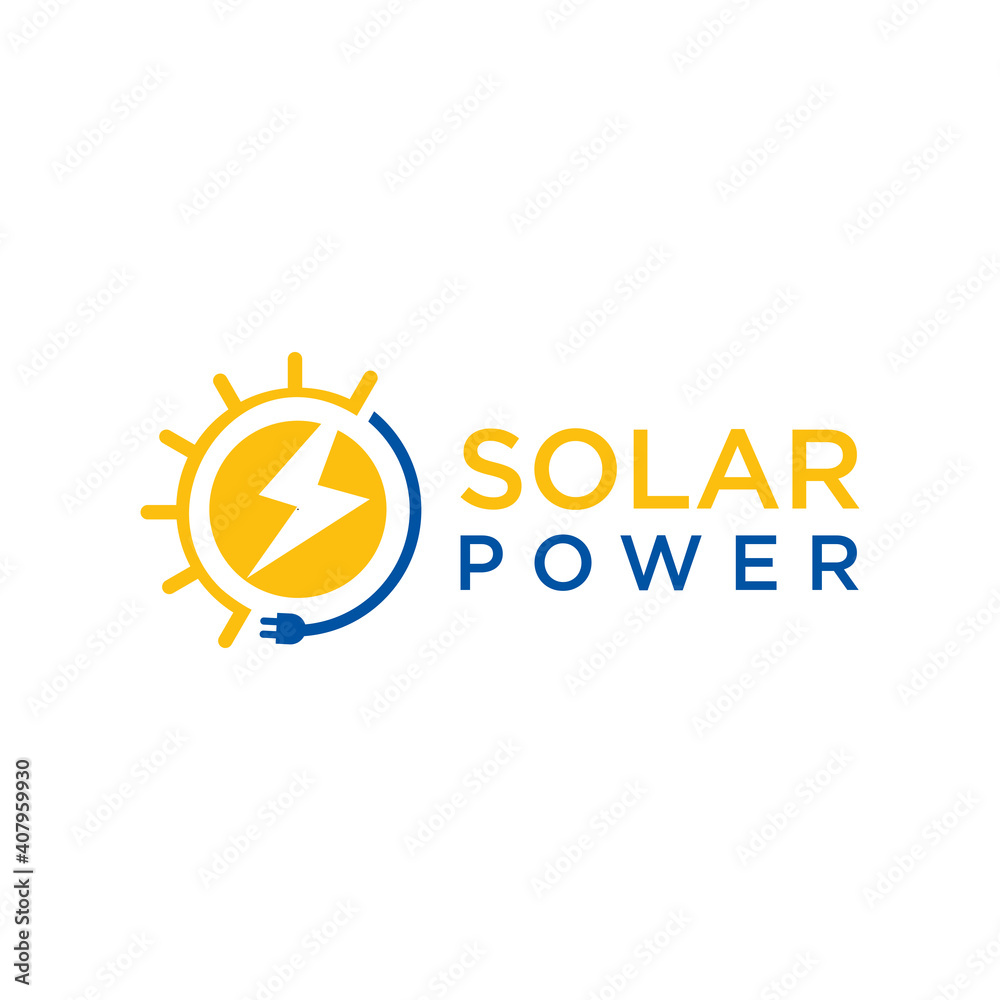 logo of solar energy icons with natural element shapes sun and ...