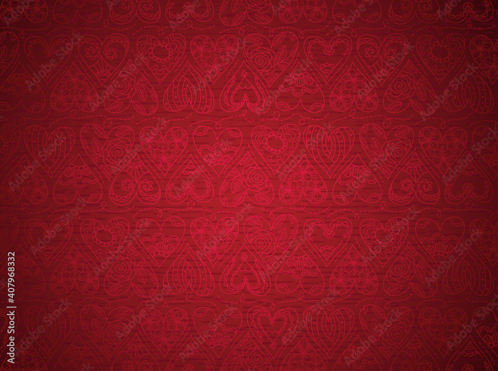 Red background with valentines hearts. Valentines greeting banner ...