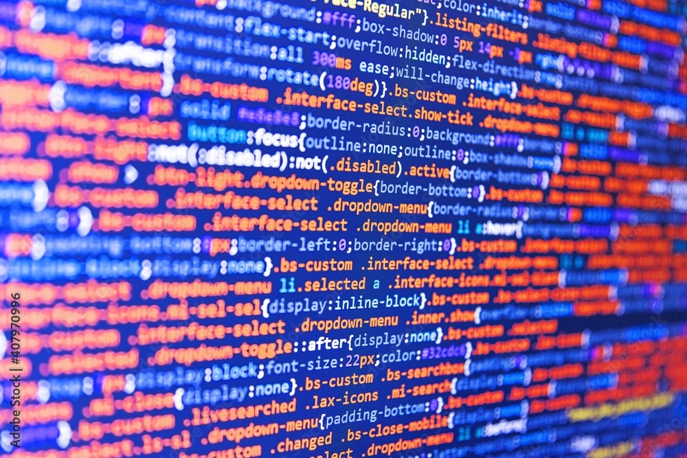 Futuristic source code digital data telemetry motion graphic display ...