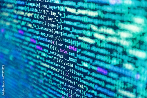 Modern application Source abstract algorithm concept. Web programming and bracket technology ...