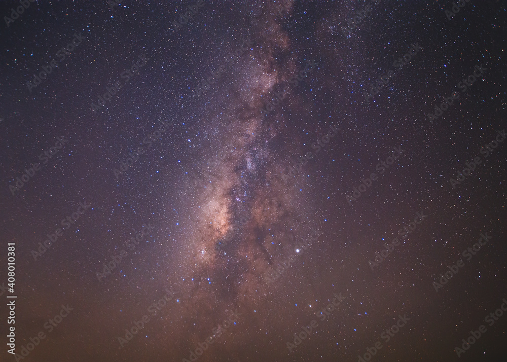 Milky way galaxy with starlight over the mountain at Thailand ...