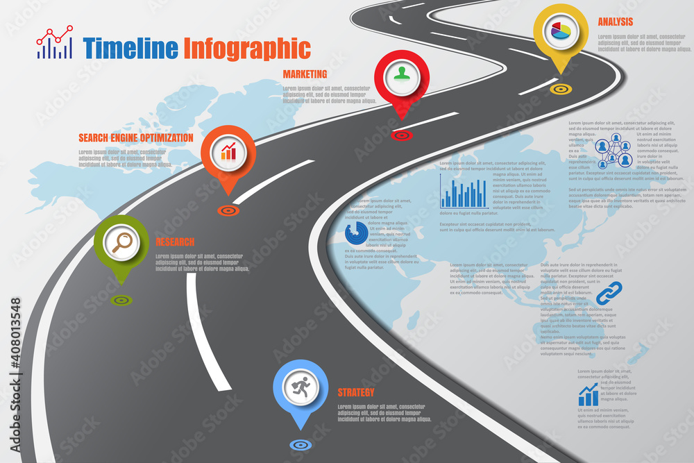 Business roadmap timeline infographic icons designed for abstract ...