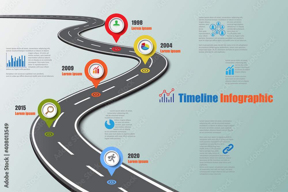 Business roadmap timeline infographic icons designed for abstract ...