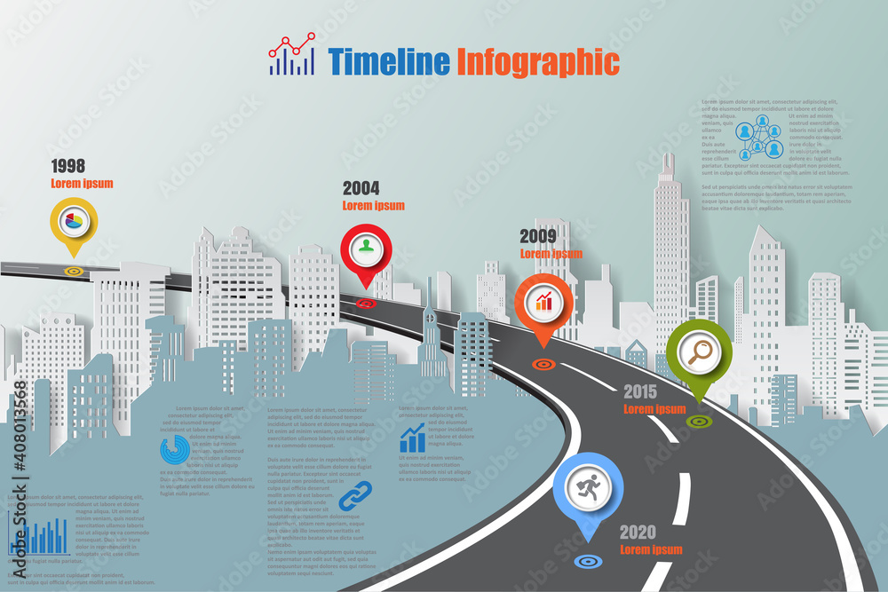 Poster Business roadmap timeline infographic expressway concepts ...