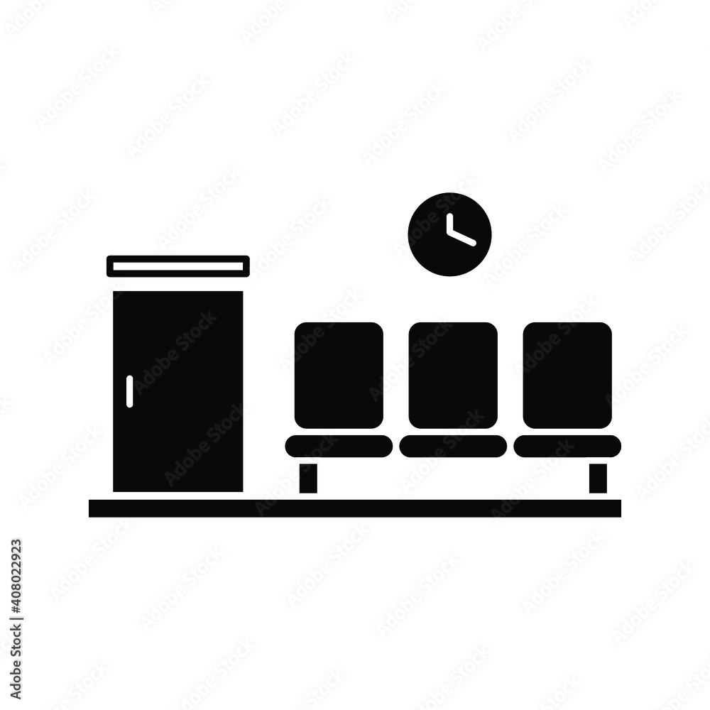 Waiting room vector line icon, linear concept, outline sign, symbol on white background color ...