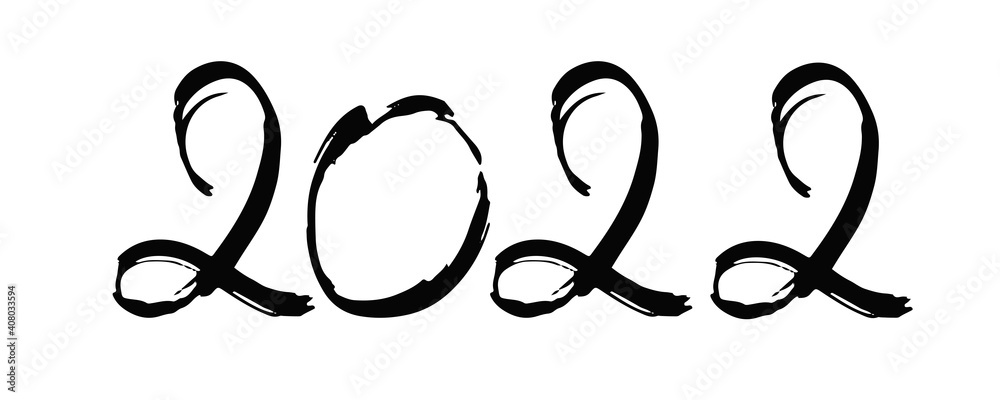 2022 hand writing ink for new year. Happy new year of the Tiger ...