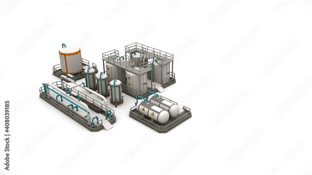 Layout of the factory area, production facilities and storage. 3d ...