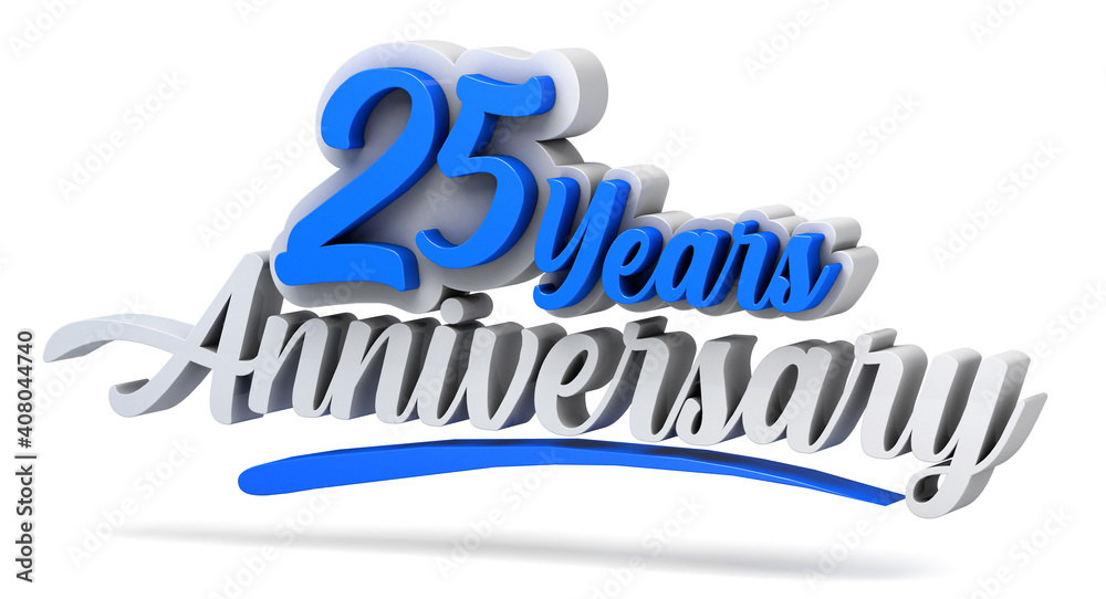 25th anniversary celebration logo in blue and white color isolated on ...