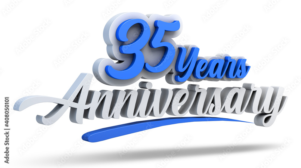 35th anniversary celebration logo in blue and white color isolated on ...