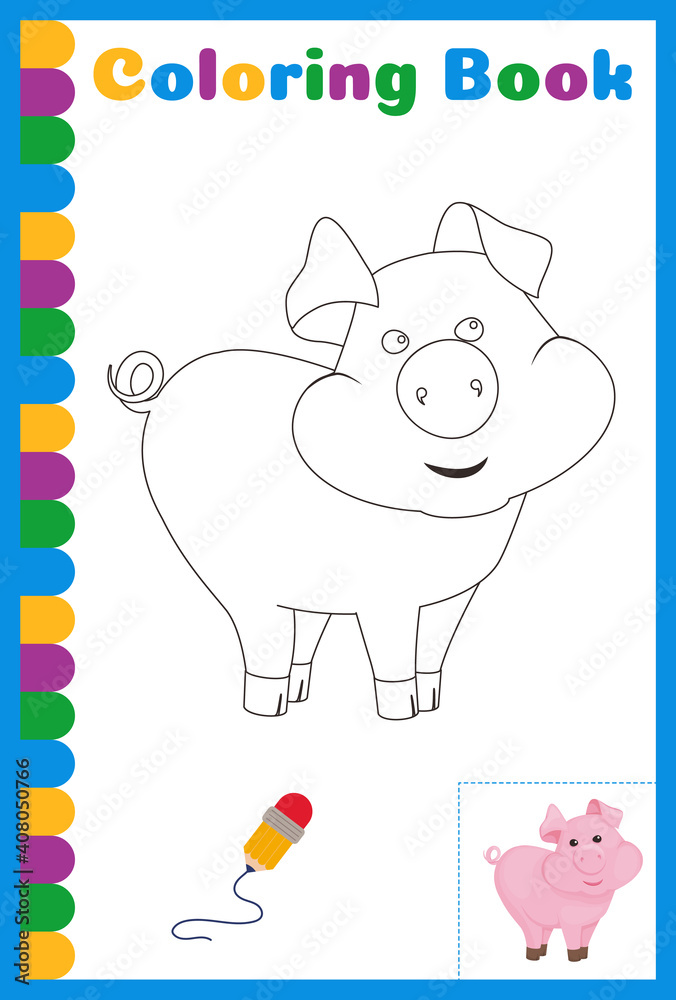 Coloring book for preschool kids with easy educational gaming level ...