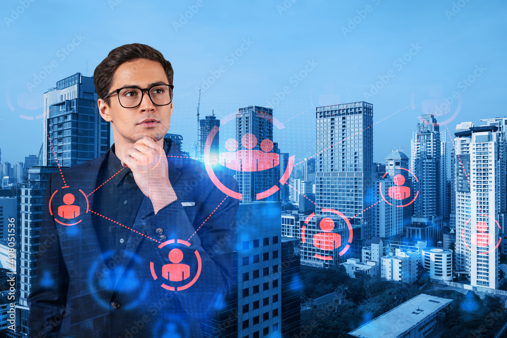 Handsome eastern HR director at international company is thinking about ...