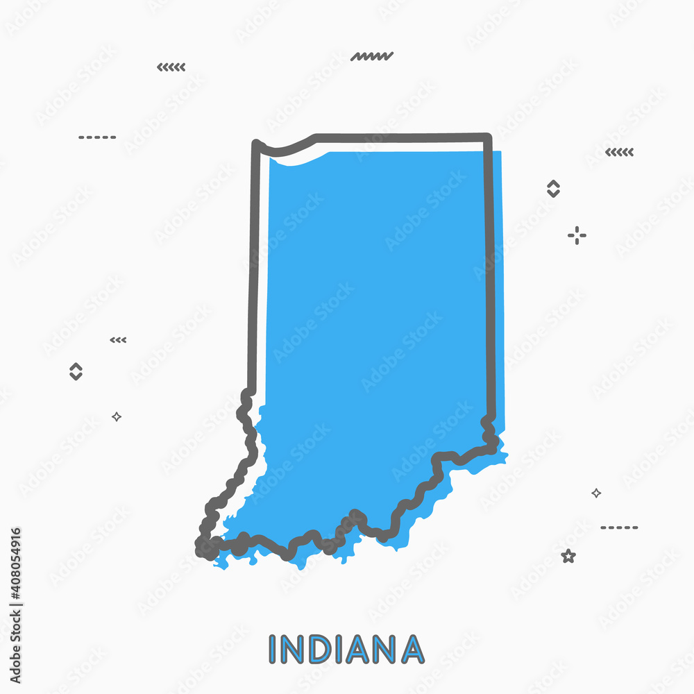 Indiana map in thin line style. Indiana infographic map icon with small ...