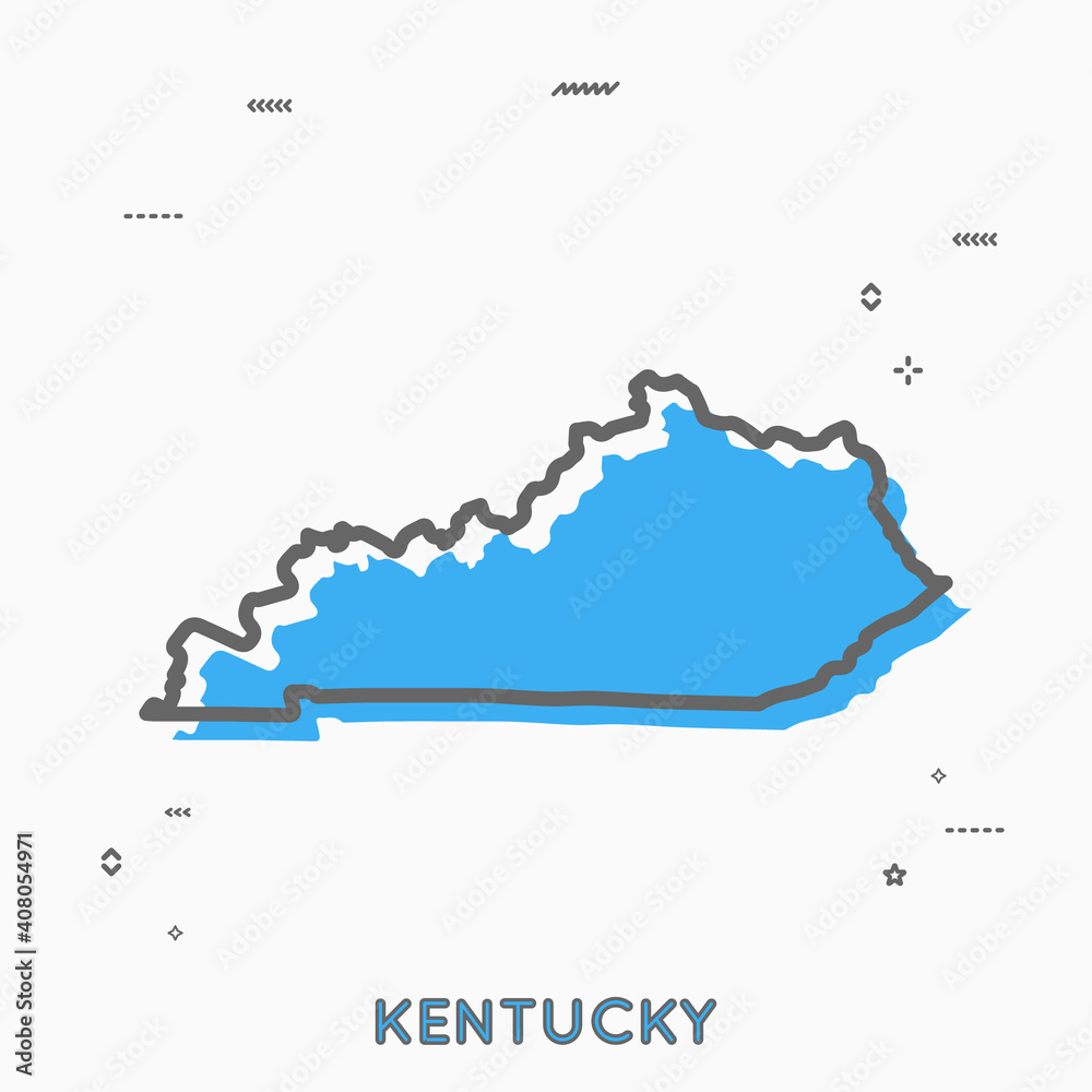 Kentucky map in thin line style. Kentucky infographic map icon with ...