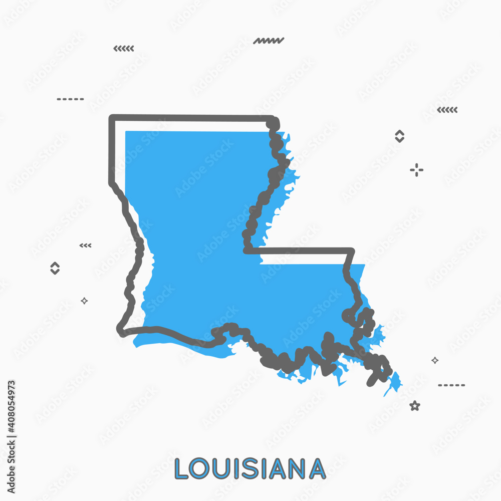 Louisiana map in thin line style. Louisiana infographic map icon with ...