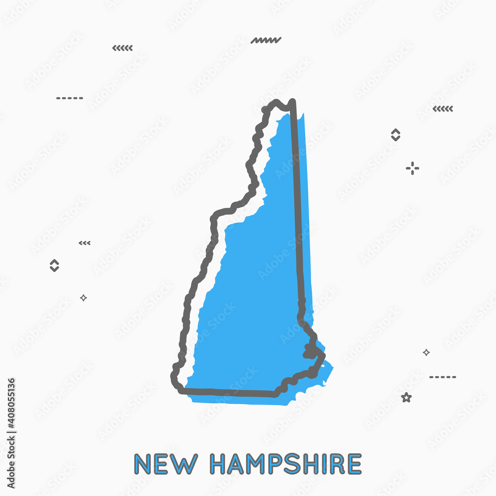 New Hampshire map in thin line style. New Hampshire infographic map ...