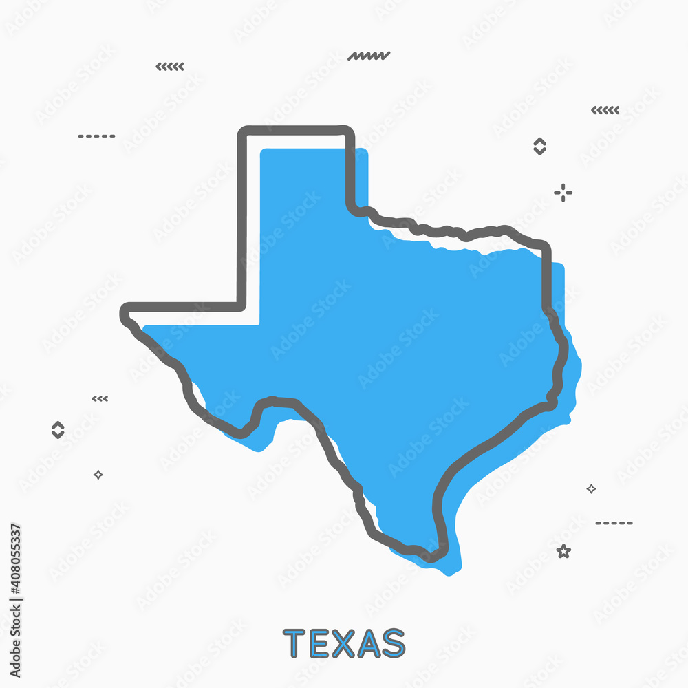 Texas map in thin line style. Texas infographic map icon with small ...