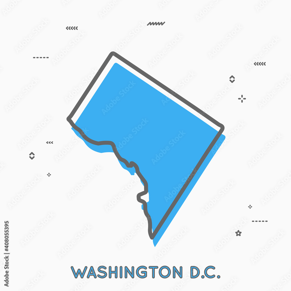 Washington D.C. map in thin line style. Washington D.C. infographic map ...