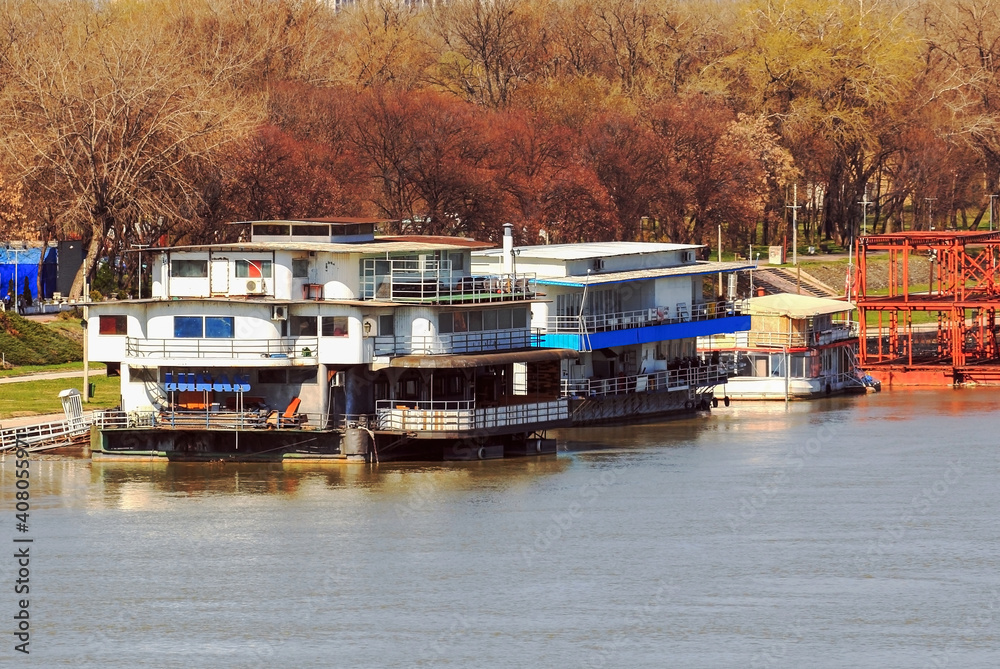 River barge, splav are popular as restaurants, bars and discos in ...