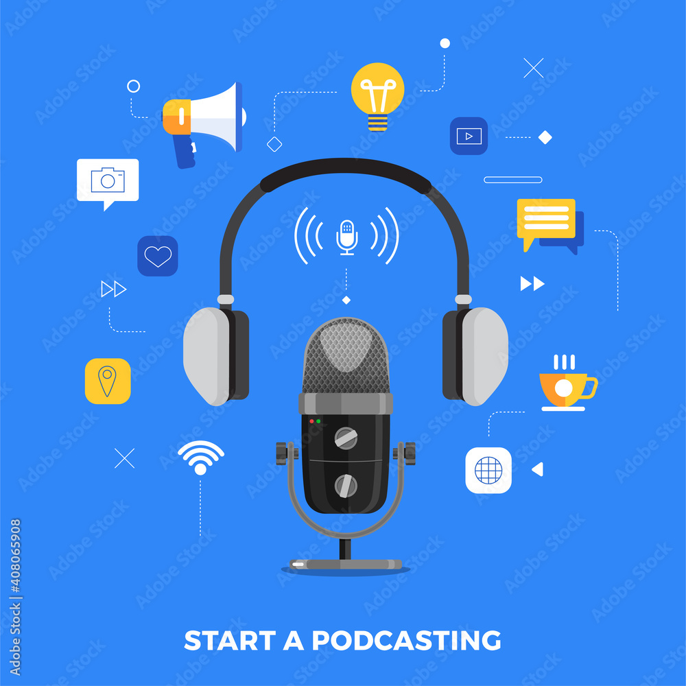 Vector illustrations concept design podcast channel. Teamwork make ...
