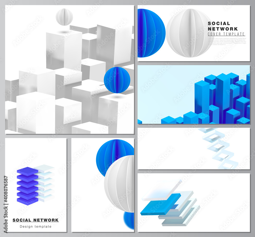 Vector layouts of modern social network mockup for cover design ...