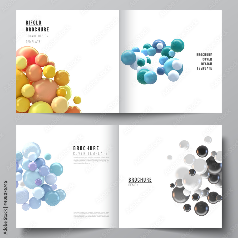 Vector layout of two covers templates for square bifold brochure, flyer ...